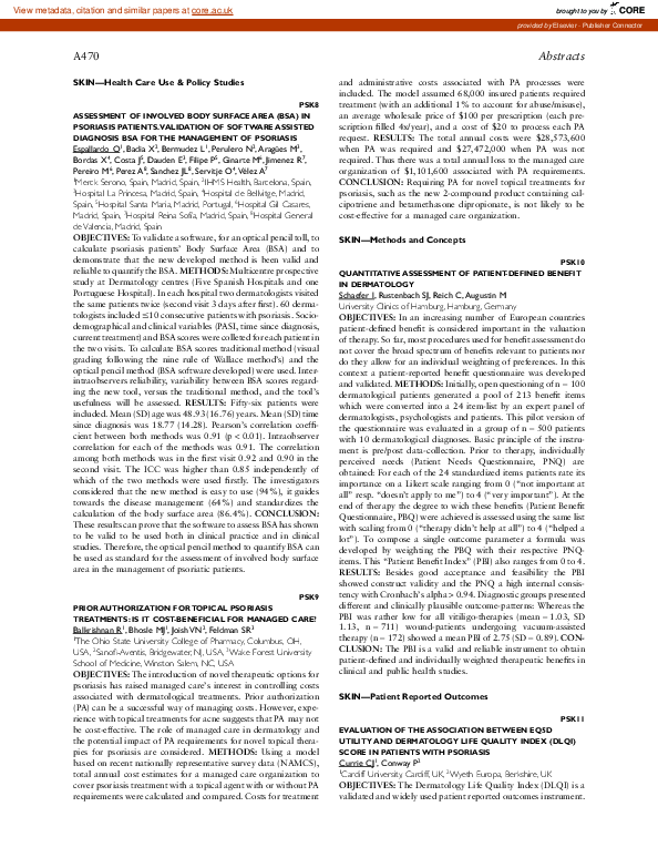 (PDF) PSK8 Assessment of Involved Body Surface Area (Bsa) in Psoriasis ...