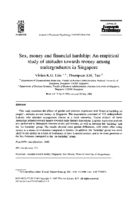(PDF) Sex, money and financial hardship: An empirical study of ...