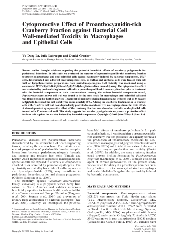 (PDF) Cytoprotective effect of Proanthocyanidin-rich cranberry fraction ...