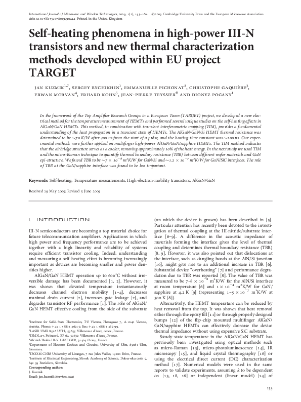 (PDF) Self-heating phenomena in high-power III-N transistors and new ...