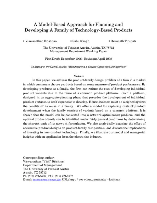 (PDF) A Model-Based Approach for Planning and Developing a Family of ...