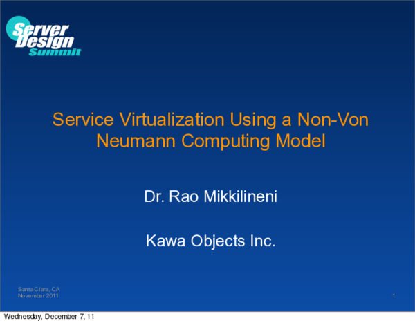 (PDF) Service Virtualization using a non-von Neumann Computing Model | Rao Mikkilineni ...