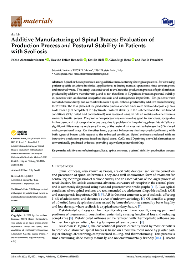 (PDF) Additive Manufacturing of Spinal Braces: Evaluation of Production ...