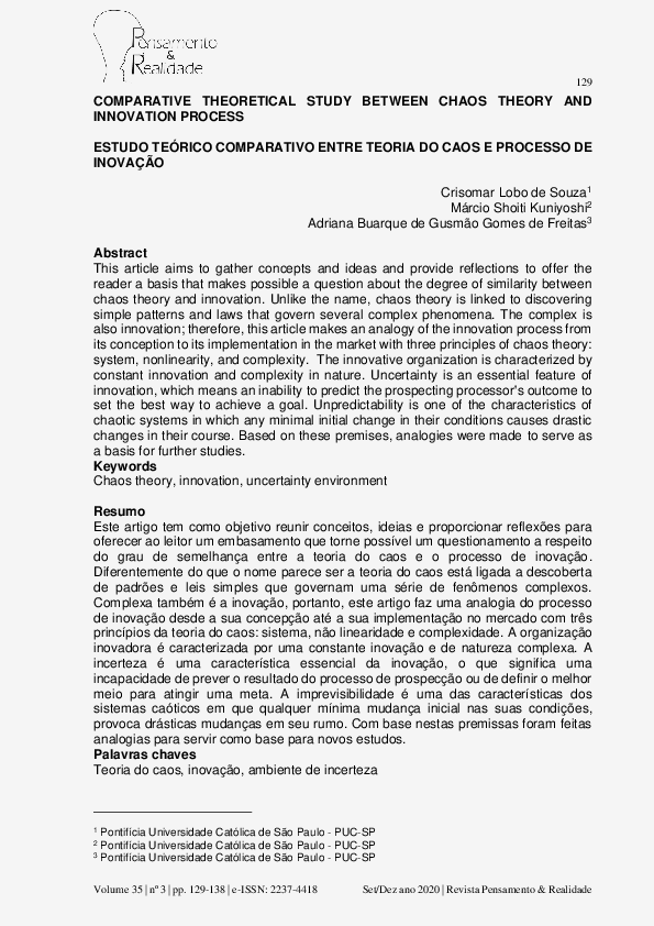 (PDF) Comparative study between chaos theory and the innovation process