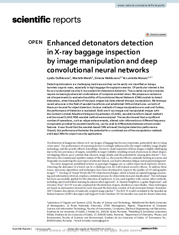 (PDF) Enhanced detonators detection in X-ray baggage inspection by image manipulation and deep ...