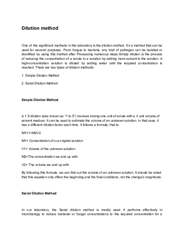 (PDF) Dilution method | Sungida Rahman - Academia.edu