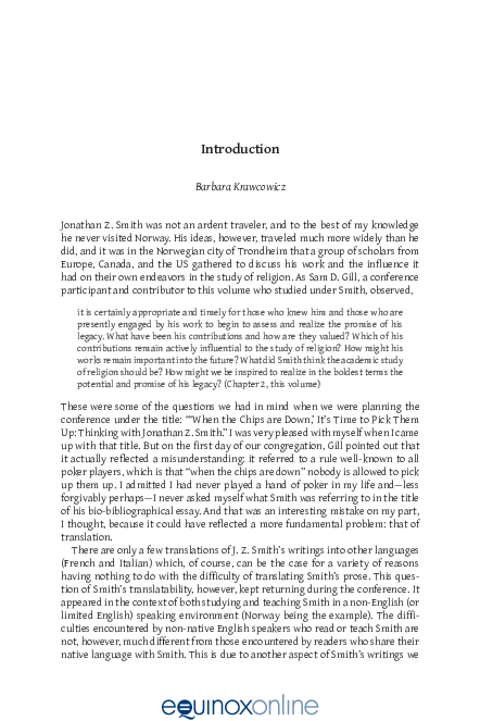 (PDF) Introduction to Thinking with J. Z. Smith - Mapping Methods in ...