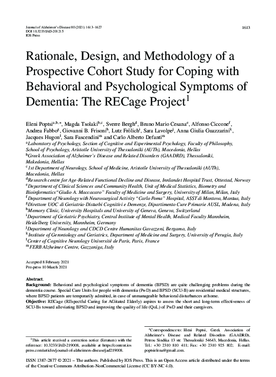 (PDF) Rationale, Design, and Methodology of a Prospective Cohort Study for Coping with ...