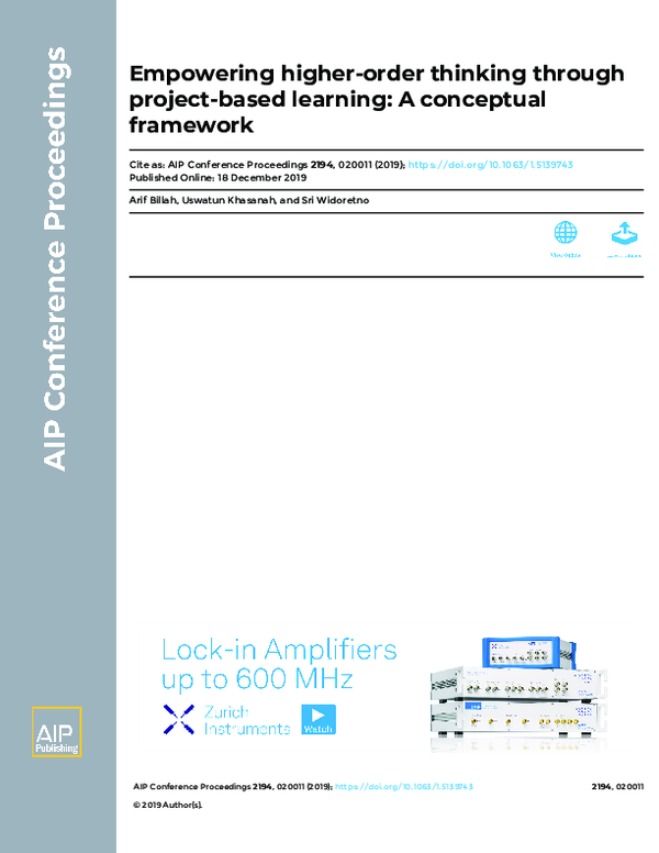 (PDF) Empowering higher-order thinking through project-based learning: A conceptual framework