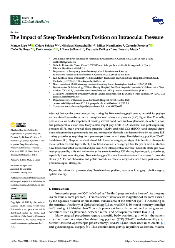 (PDF) The Impact of Steep Trendelenburg Position on Intraocular Pressure
