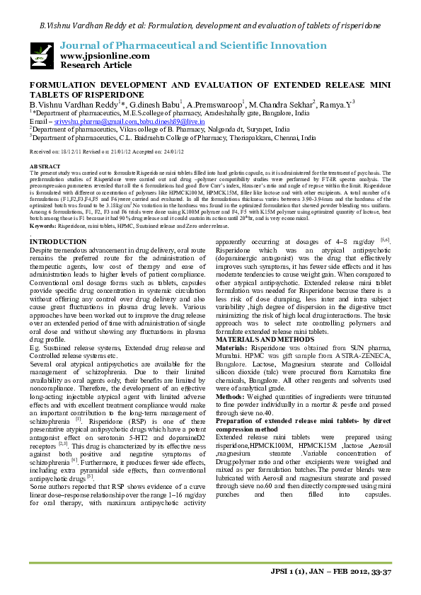 (PDF) Formulation, Development and Evaluation of Extended- Release Tablets of Carbamazepine
