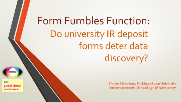 (PDF) Form fumbles function: Do university IR deposit forms deter data ...