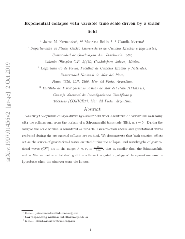 Pdf Exponential Collapse With Variable Time Scale Driven By A Scalar