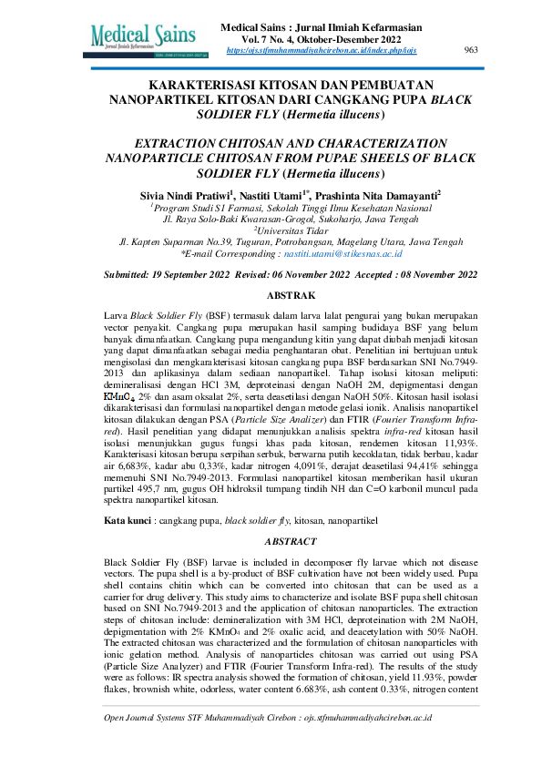 (PDF) KARAKTERISASI KITOSAN DAN PEMBUATAN NANOPARTIKEL KITOSAN DARI ...