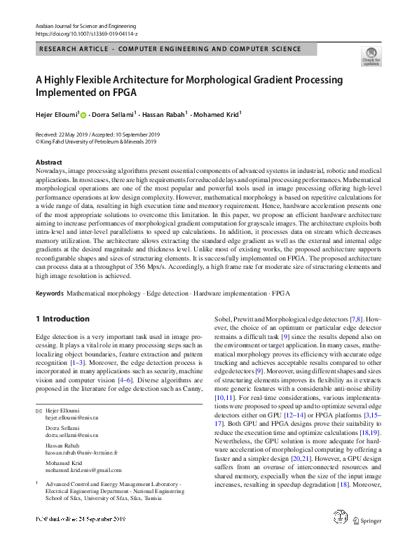 Pdf A Highly Flexible Architecture For Morphological Gradient Processing Implemented On Fpga