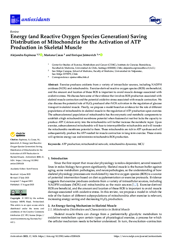 (PDF) Energy (and Reactive Oxygen Species Generation) Saving ...