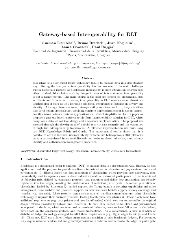 (PDF) Gateway-based Interoperability for DLT