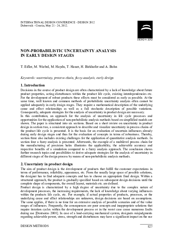 (PDF) Non-Probabilistic Uncertainty Analysis in Early Design Stages
