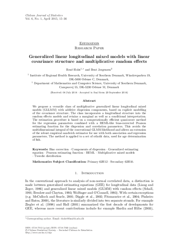 (PDF) Generalized linear longitudinal mixed models with linear covariance structure and ...
