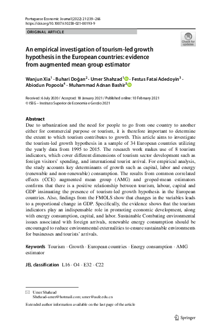 (PDF) An empirical investigation of tourism-led growth hypothesis in ...