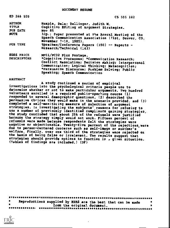(PDF) Cognitive Editing of Argument Strategies