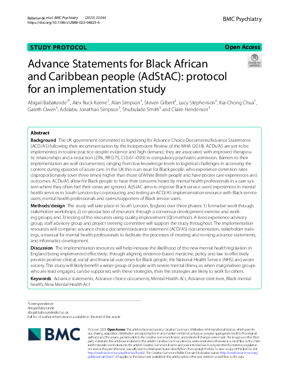 (PDF) Advance Statements for Black African and Caribbean people (AdStAC ...