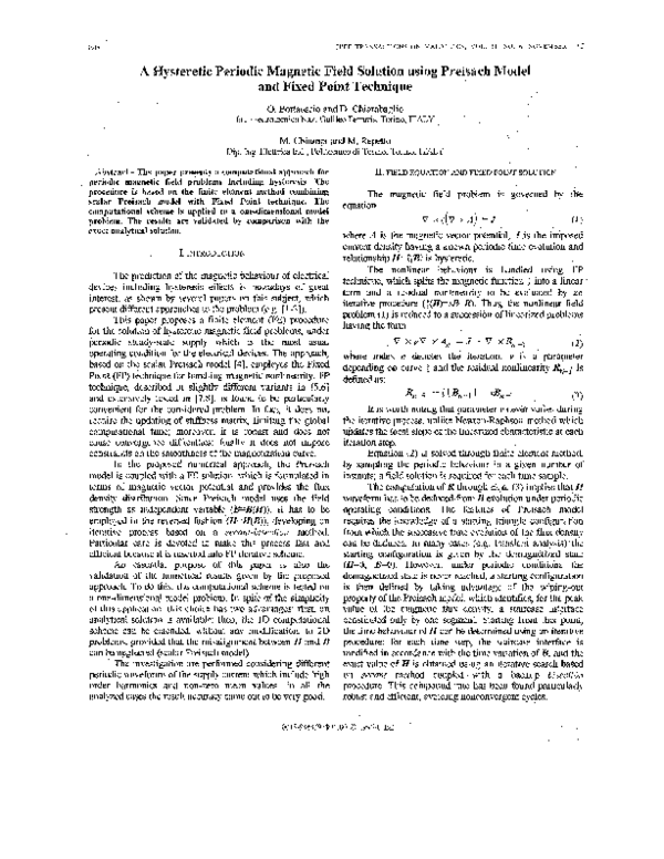 (PDF) A hysteretic periodic magnetic field solution using Preisach model and Fixed Point technique