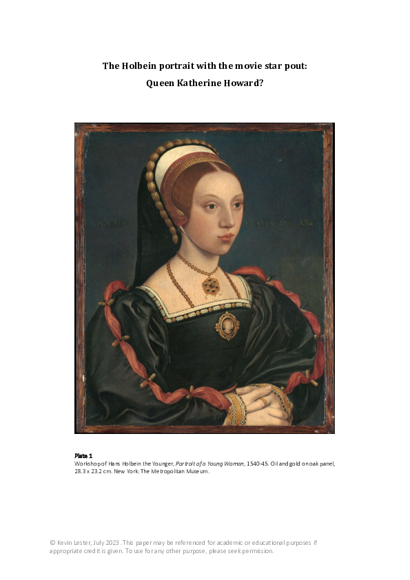 (PDF) The Holbein portrait with the movie star pout - Queen Katherine ...