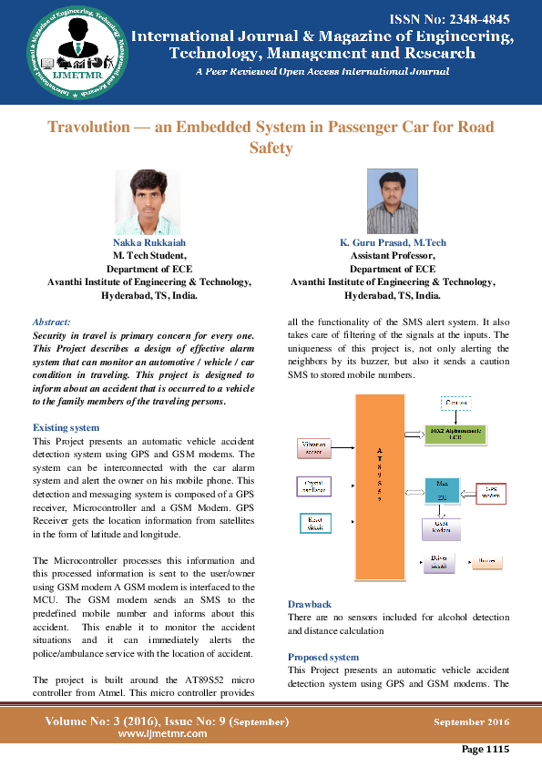 (PDF) Travolution-An Embedded System in Passenger Car For Road Safety