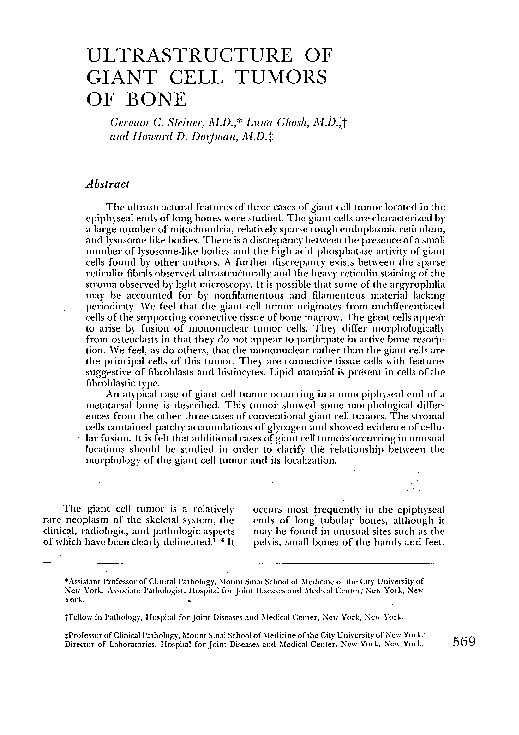 (PDF) Ultrastructure of giant cell tumors of bone