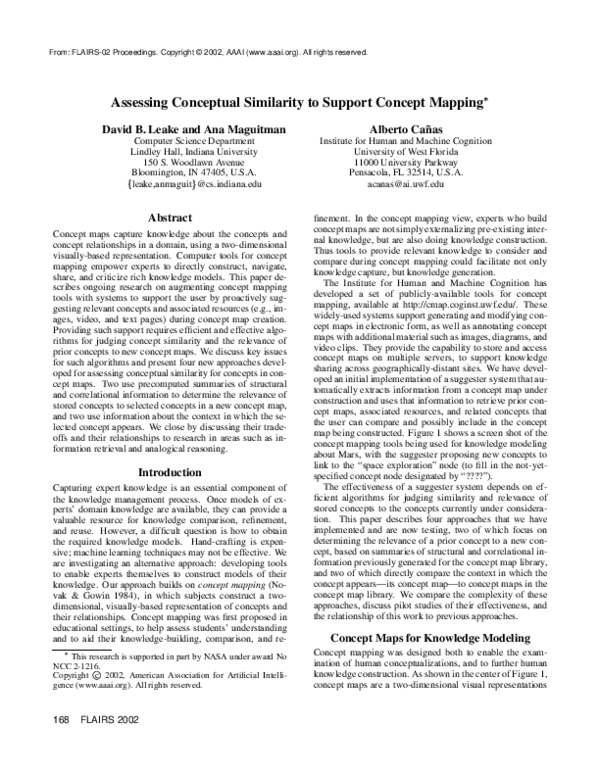 (PDF) Assessing conceptual similarity to support concept mapping (PDF) Assessing conceptual similarity to support concept mapping
