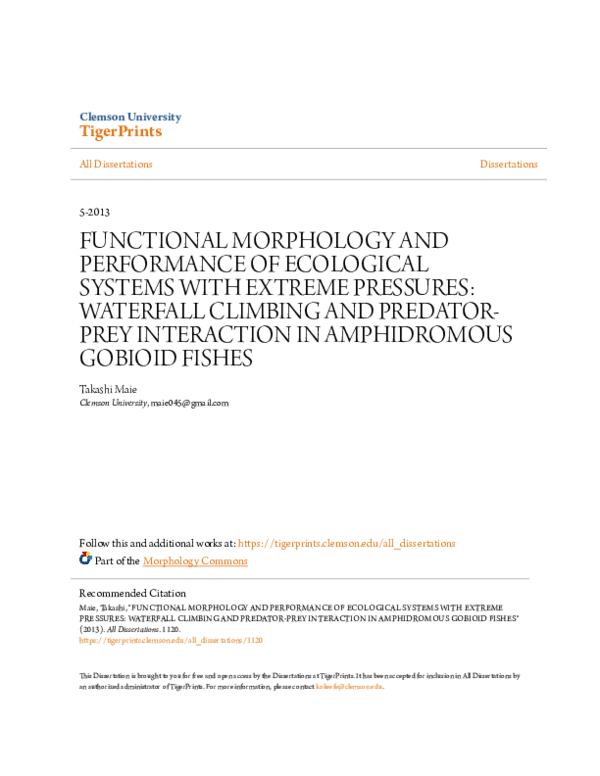 (PDF) Functional Morphology and Performance of Ecological Systems with ...