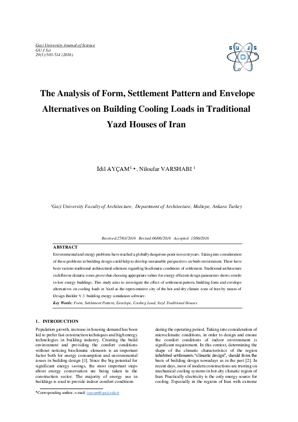(PDF) The Analysis of Form, Settlement Pattern and Envelope ...
