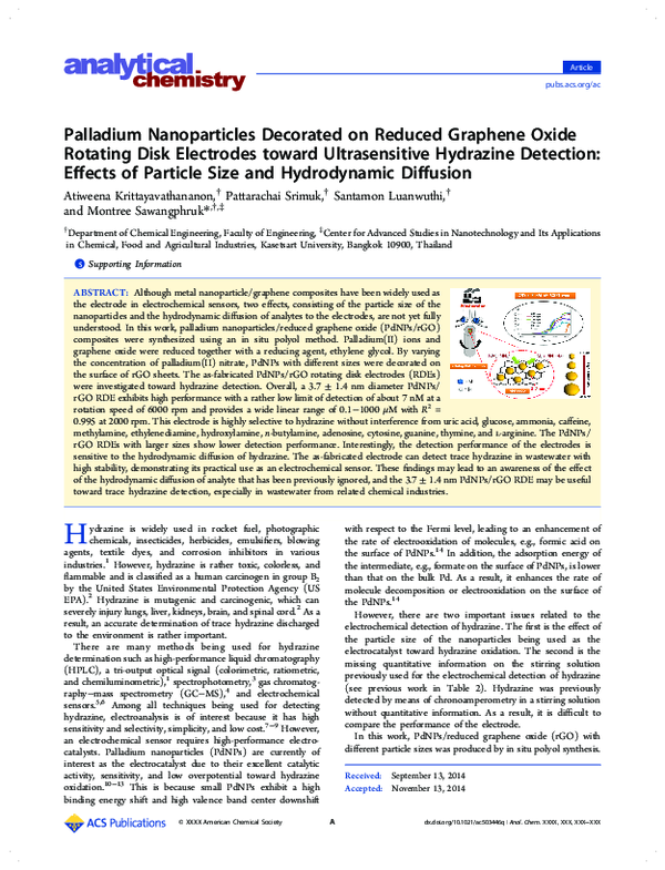 (PDF) Palladium nanoparticles decorated on reduced graphene oxide ...