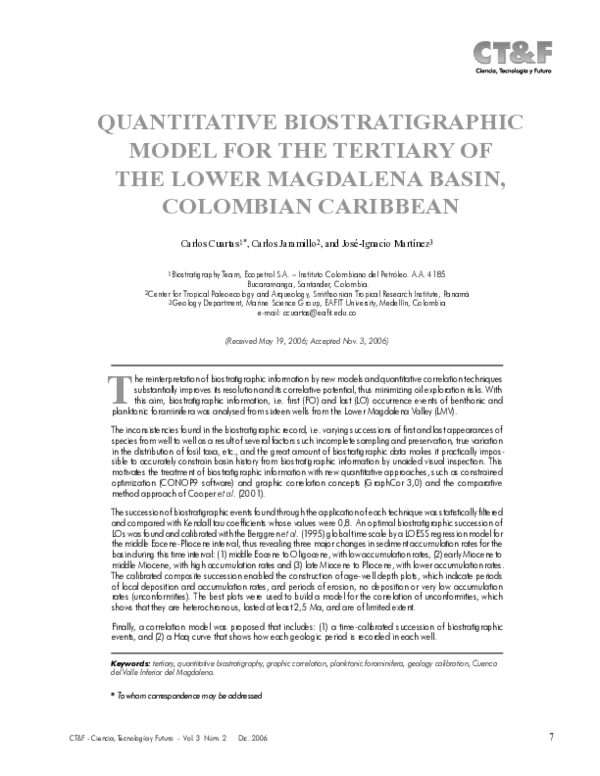 (PDF) Quantitative biostratigraphic model for the tertiary of the lower ...