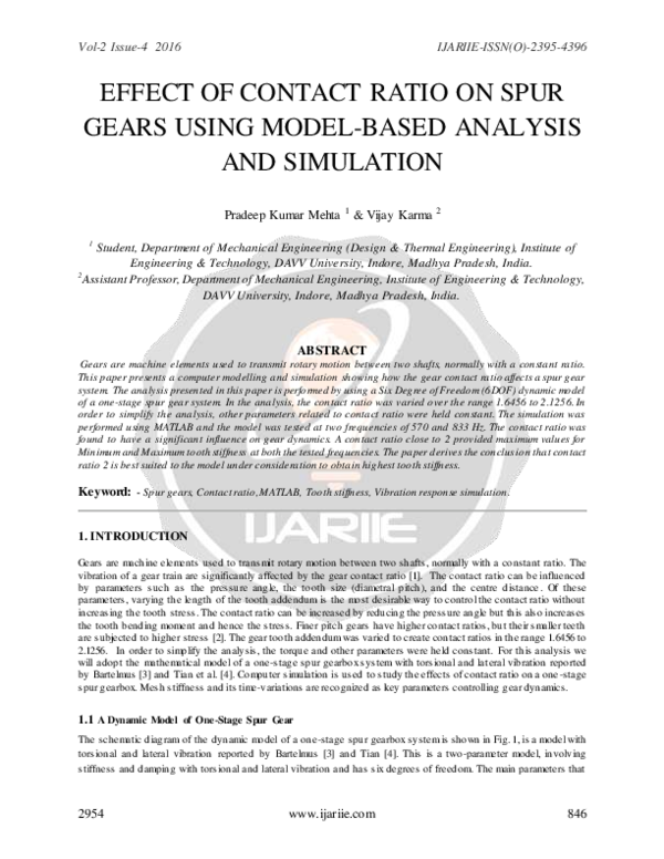 (PDF) Effect of contact ratio on spur gears using model-based analysis and simulation