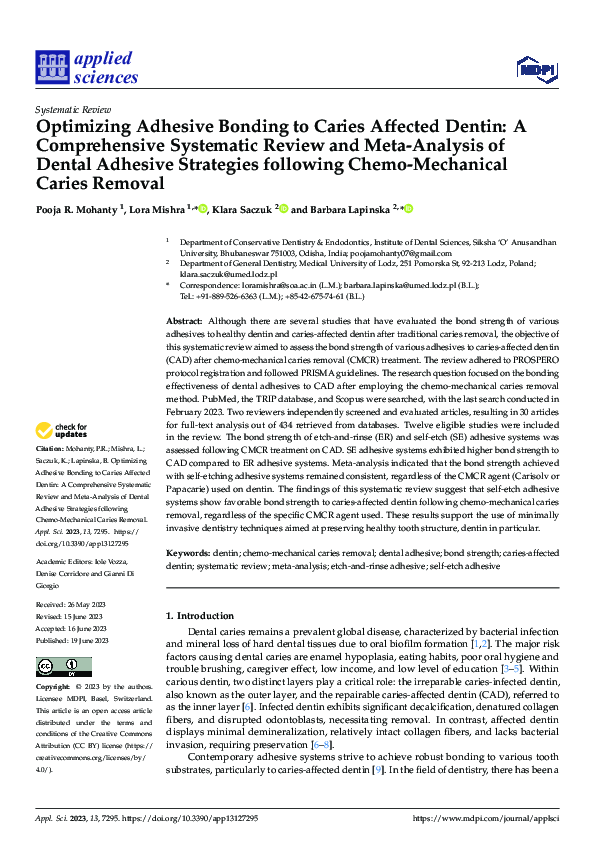 (PDF) Optimizing Adhesive Bonding to Caries Affected Dentin: A ...