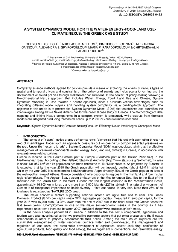(PDF) A System Dynamics Model for the Water-Energy-Food-Land Useclimate ...