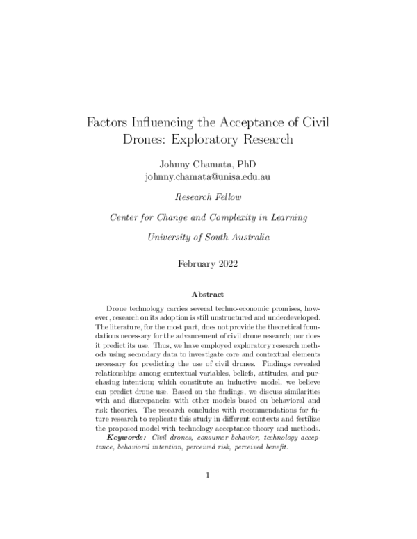 (PDF) Factors Influencing the Acceptance of Civil Drones: Exploratory ...