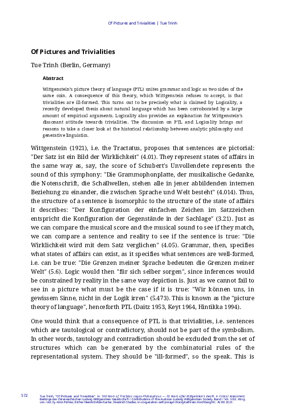 (PDF) Of Pictures and Trivialities