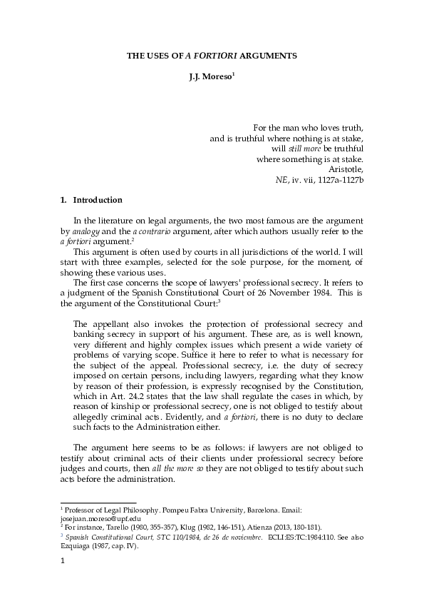 (DOC) THE USES OF A FORTIORI ARGUMENTS