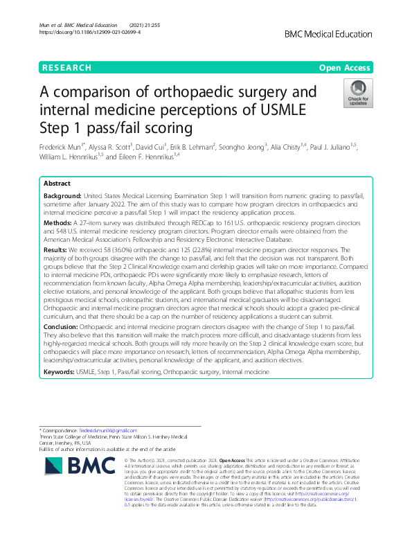 (PDF) A comparison of orthopaedic surgery and internal medicine ...
