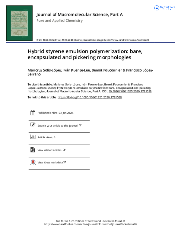 (PDF) Hybrid styrene emulsion polymerization: bare, encapsulated and ...