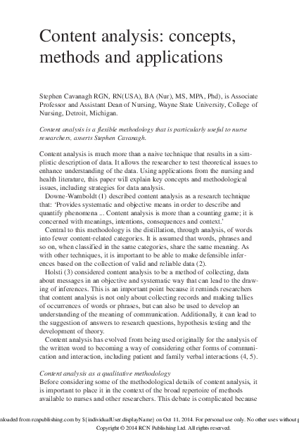 (PDF) Content analysis: concepts, methods and applications