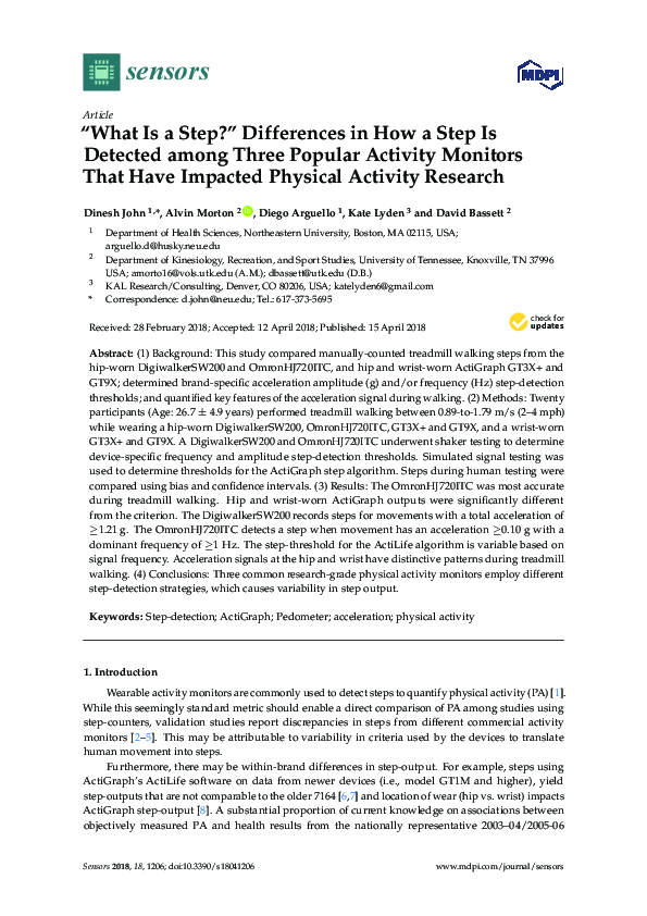 (PDF) What Is a Step?" Differences in How a Step Is Detected among ...