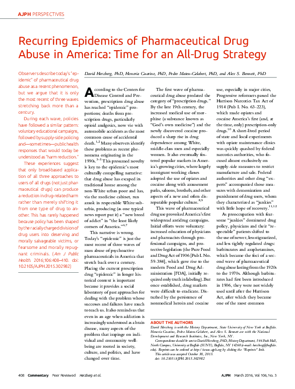 (PDF) Recurring Epidemics of Pharmaceutical Drug Abuse in America: Time ...
