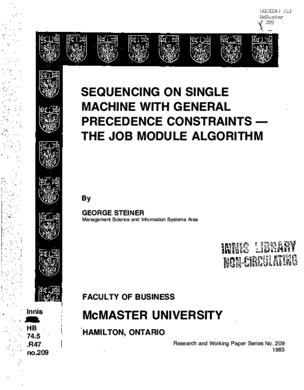 Pdf Sequencing On Single Machine With General Precedence Constraints The Job Module Algorithm 