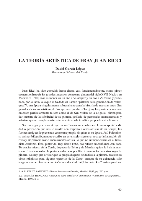 (PDF) La teoría artística de Fray Juan Ricci