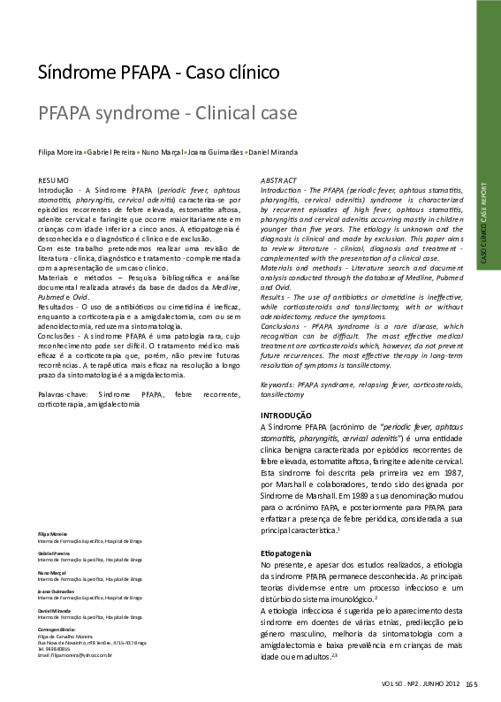 (PDF) Síndrome PFAPA - Caso clínico