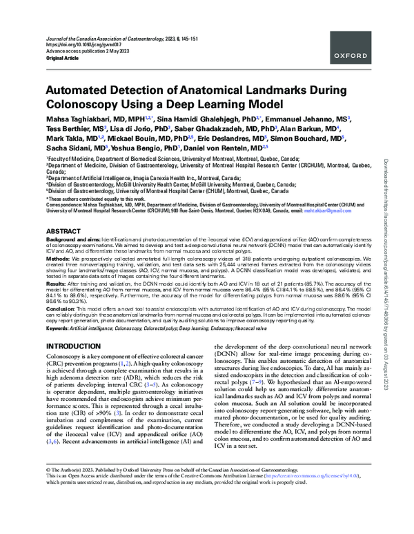 (PDF) Automated Detection of Anatomical Landmarks During Colonoscopy Using a Deep Learning Model